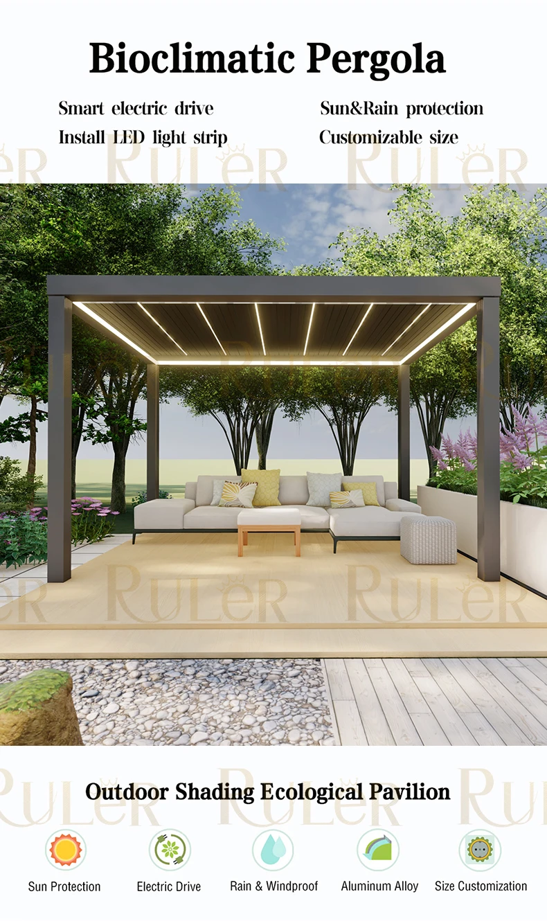 Garden Exterior Waterproof Bioclimatique Motorized Automatic Pergolas Bioclimaticas Bracket ...