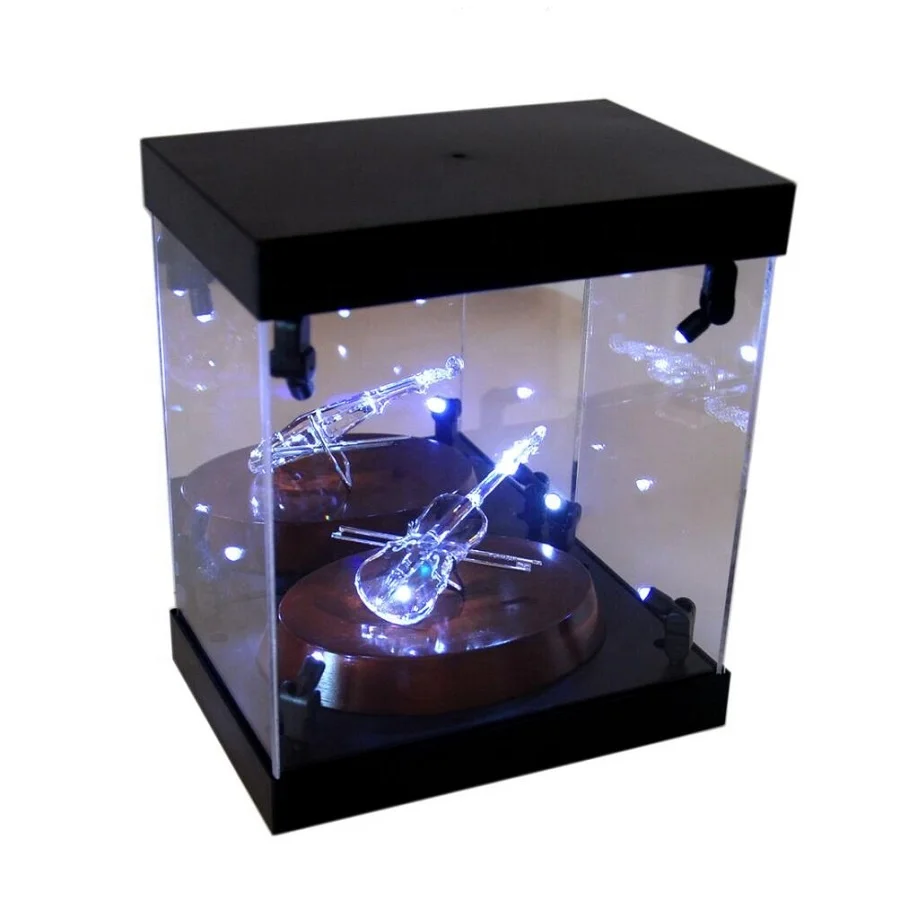 Wall Mount Lucite Acrylic Guitar Showcase with LED Lights - Modern ...