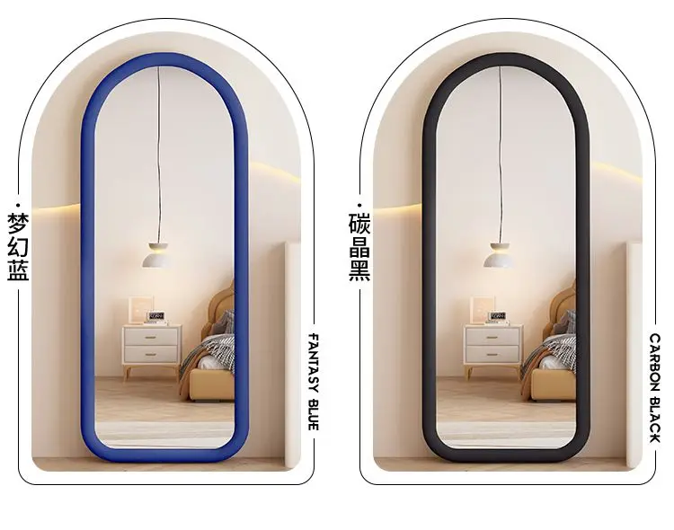 Custom Modern Wavy Shape Flannel Frame Decorative Full Body Mirror For ...