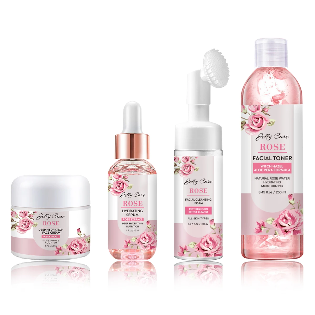 Custom Natural Rose Skin Care Set Facial Lightening Cream Face Serum ...