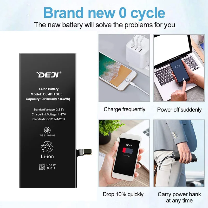 Rechargeable Original Capacity Lithium Ion Battery For Iphone 5 6 7 8 X ...