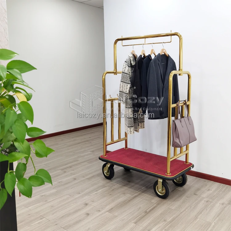 Hotel Equipment Lobby Golden 304 Stainless Steel Trolley
