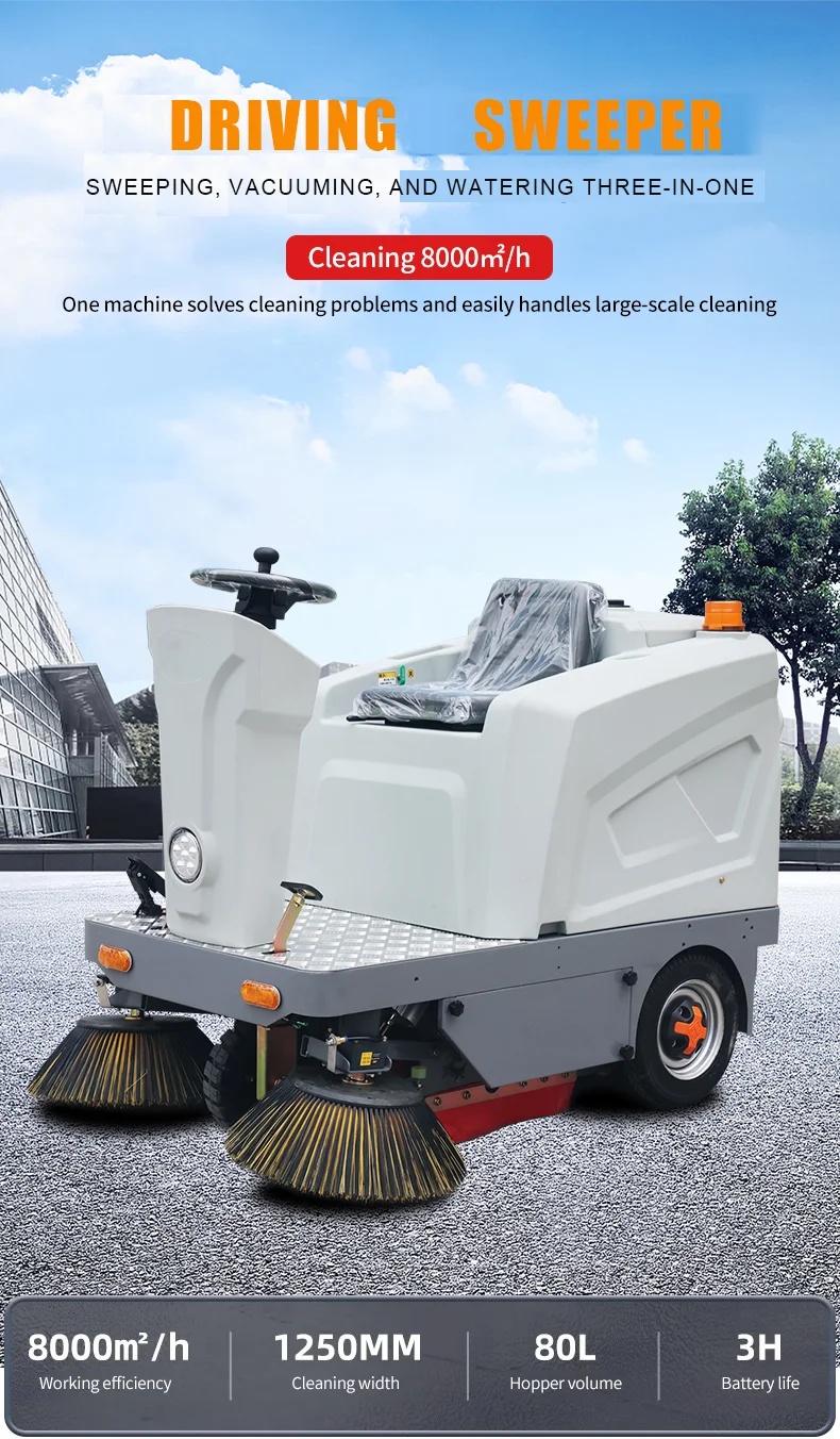 3-Wheel Road Cleaning Equipment with Water Spraying Function Floor ...