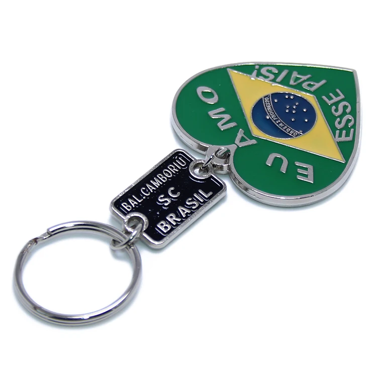 Custom Heart Shape Brazil Souvenir Keychain - Ageotoy FK6603