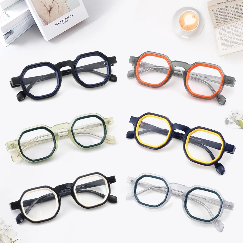 Luxury Polarized Colorful Double Rims Acetate Eyewear Rectangle Eye ...