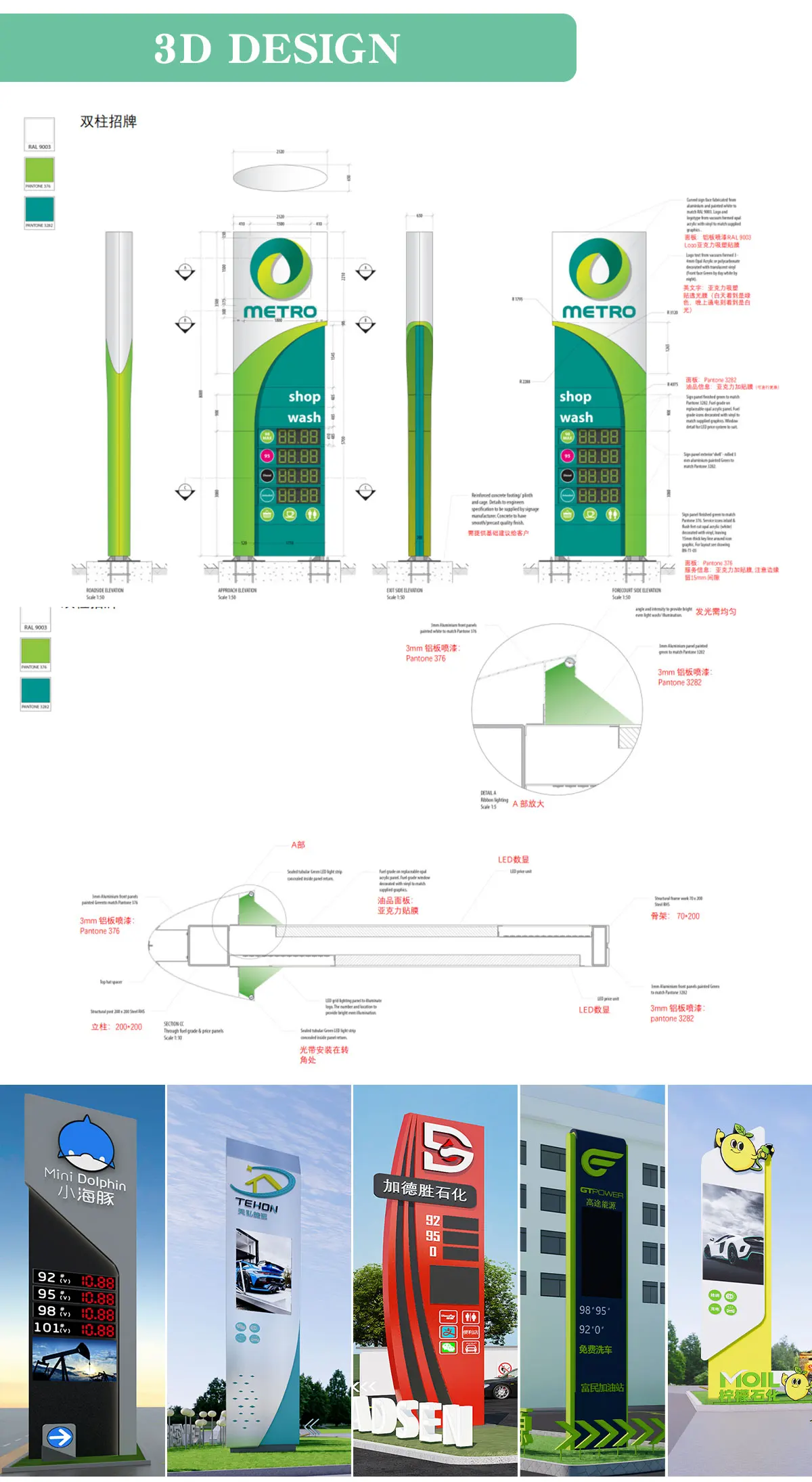 Gas Station Advertising Totem Pylon Sign Diesel Fuel Oil Gas Petrol Led ...