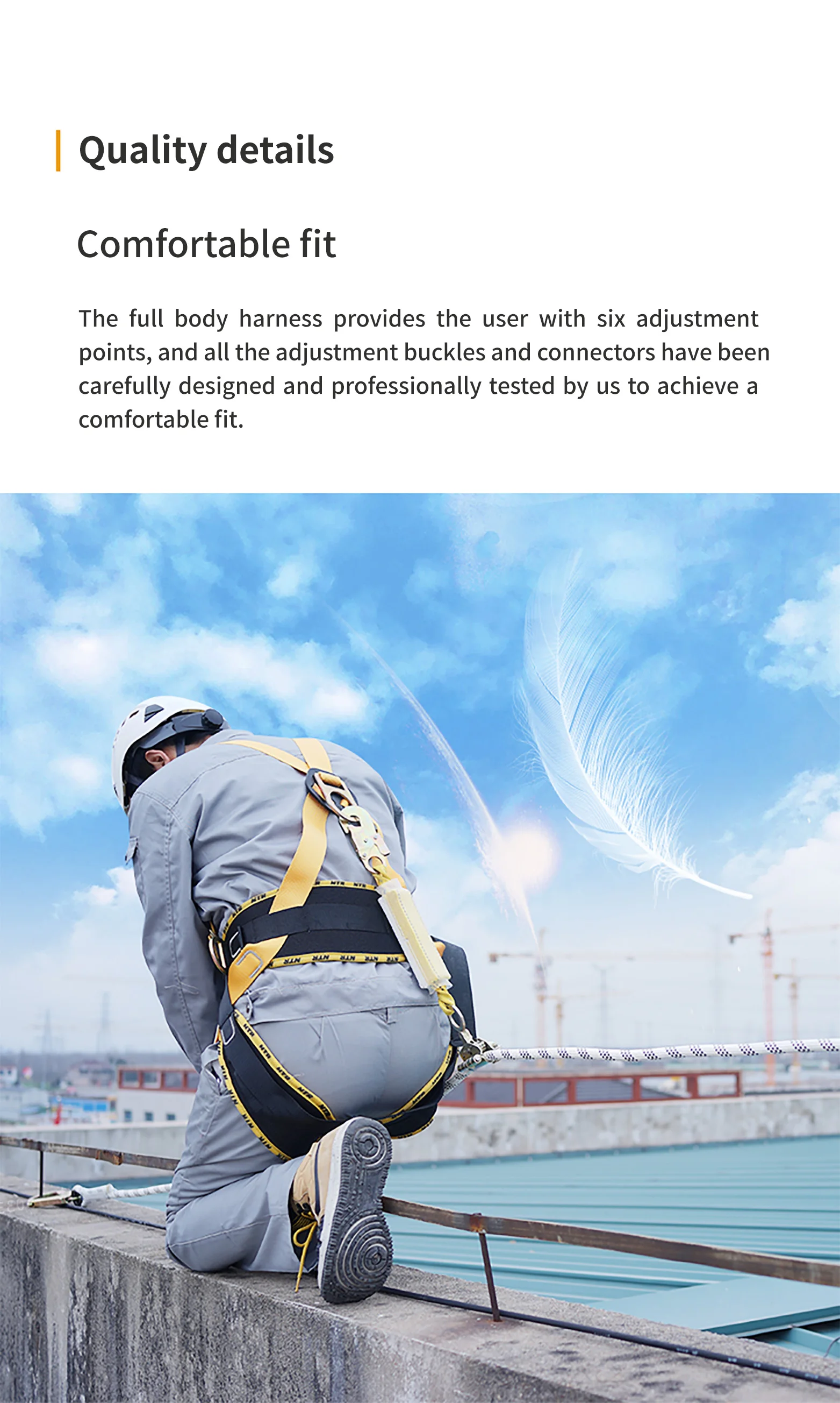 Fall Protection Full Body Safety Harness Belt With Double Webbing ...