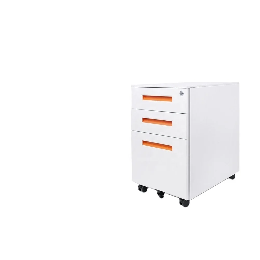 Office Steel 3 Tier Filing Cabinet A4 File Cabinet Drawer Metal Storage ...