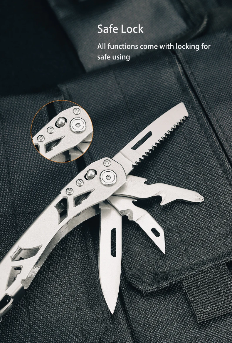 Stainless Steel 13 In 1 Multi Tool Pliers Knife Full Locking Folding ...