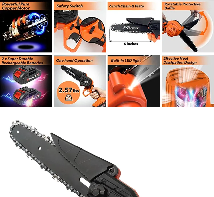 6-inch Rechargeable Battery Operated Chain Saw 24V Hand Mini Electric ...