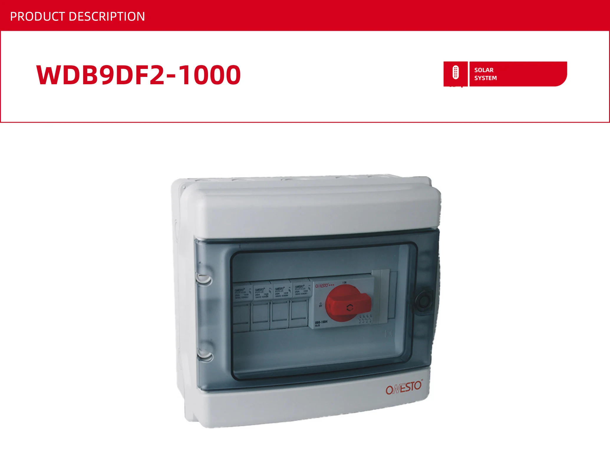 Onesto Pv Array Combiner Box 2 Strings Dc 1000v Waterproof Electrical ...