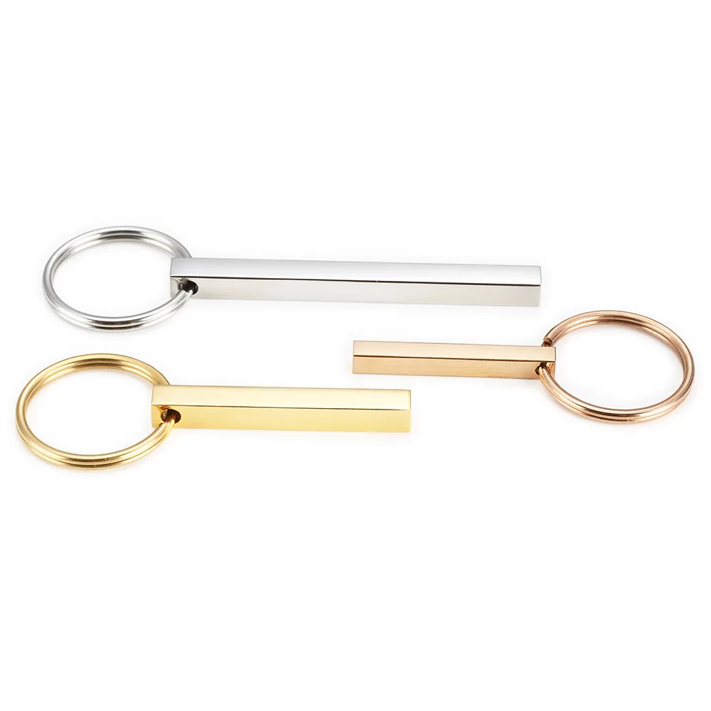 Custom Laser Logo Stamping Logo 3d Square Metal Bar Necklace Pendant ...