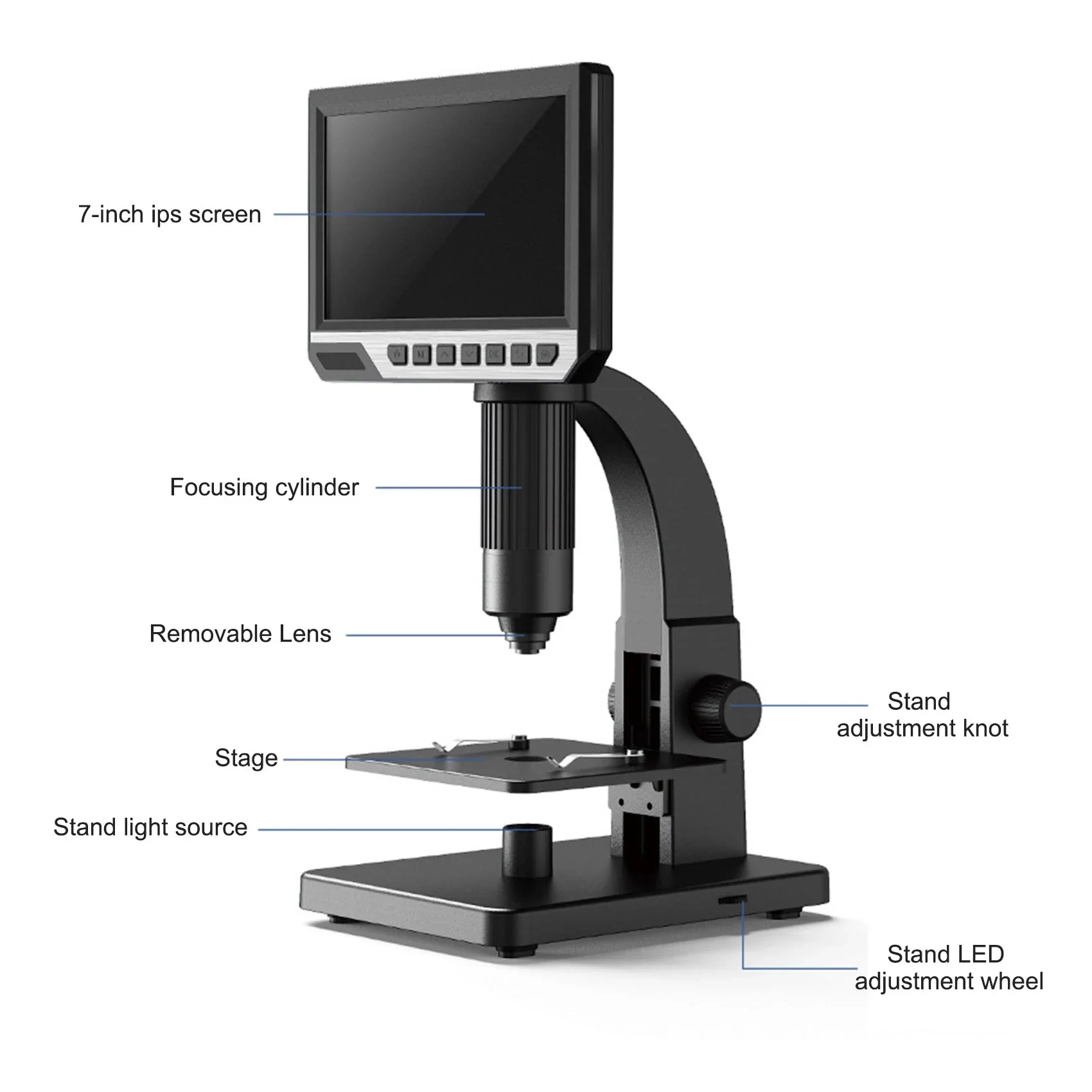 2000x Continuous Zoom Digital Microscope 7 Inch Hd Lcd Display Portable ...