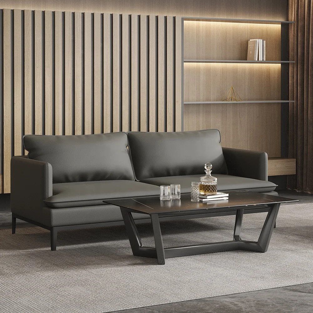Modern Grey PU Leather Office Sofa | Commercial Reception Seating ...