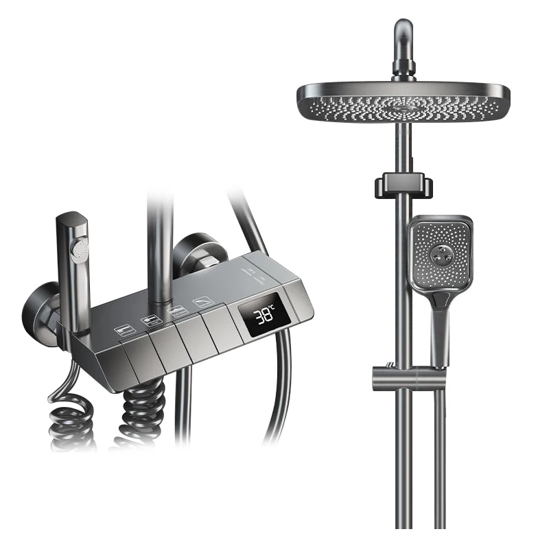 GEE-N Luxury Led Digital Water Saving Bathroom High Pressure Rainfall Shower Head Rain Shower ...