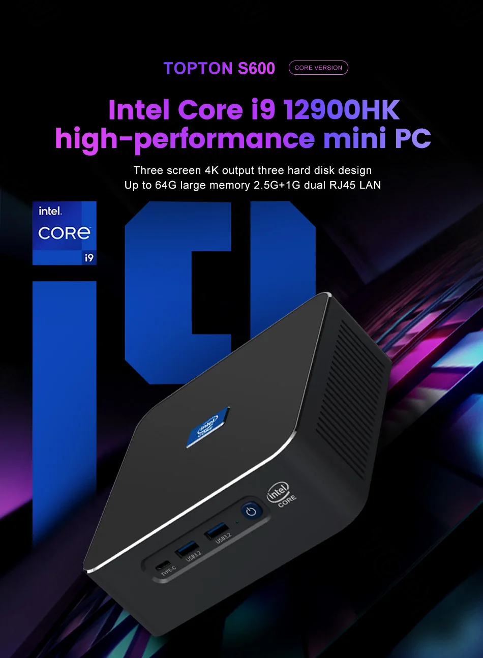 Topton S600 12th Gen In-tel Mini Pc Gamer I9 12900h 14 Core 20 Thread Liunx 2xddr4 Pcie4.0 8k ...