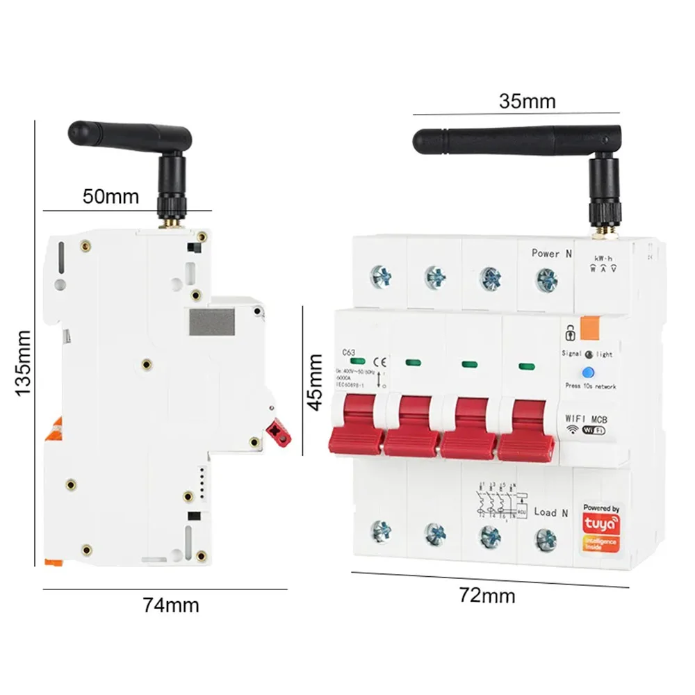 Tuya Security 4P Smart MCB Switch WIFI Circuit Breaker for Home Work ...