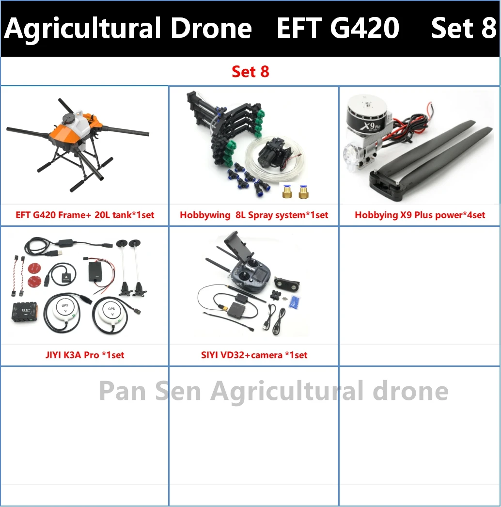 Eft G420 Four-axis 20l 20kg Agricultural Spray Drone Frame Kit Brushless Water Pump With Hobb ...