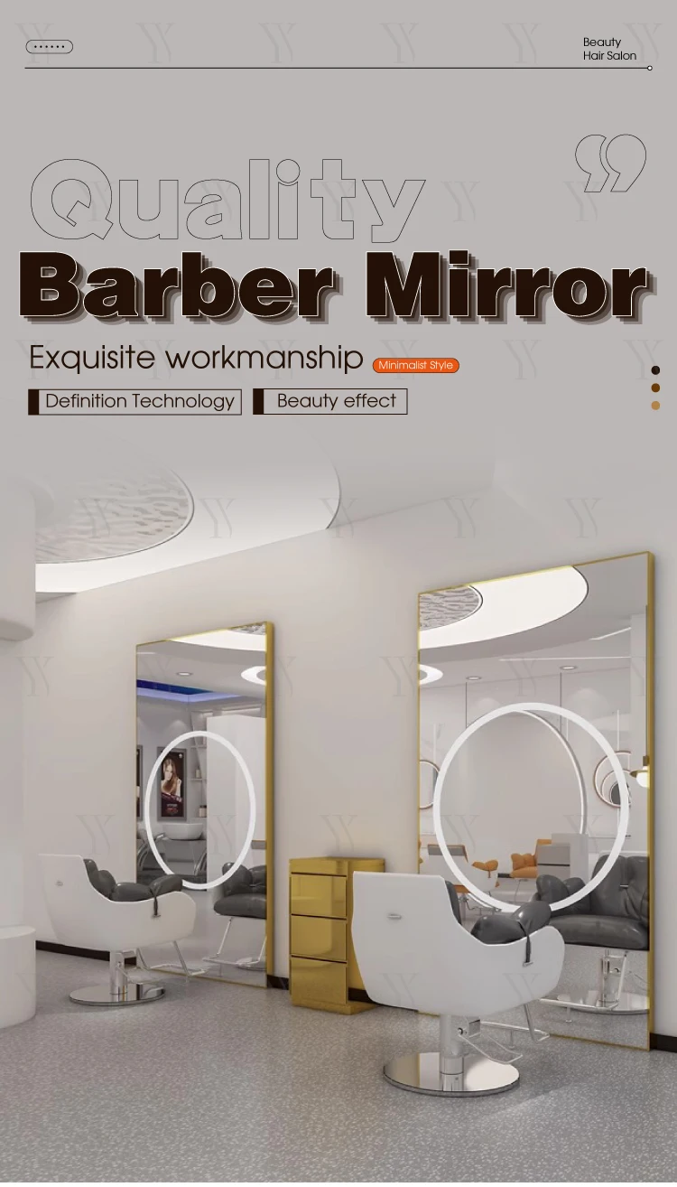 Modern Hair Salon Furniture Barber Station Led Lighted Mirror Single ...