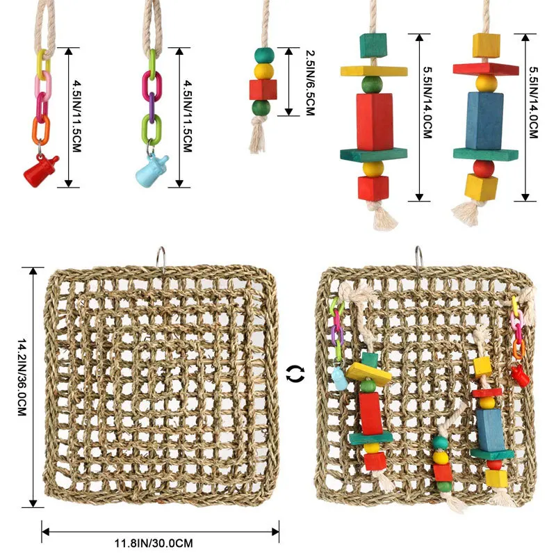 Premium Handmade Grass Woven Climbing Net Bird Toy Parrot Chew Net Toy ...