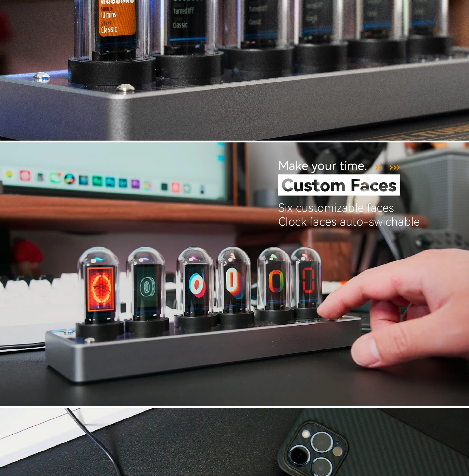 Luxury Colorful Digital Lighting Ips Nixie Wifi Desk Clock For Gaming ...