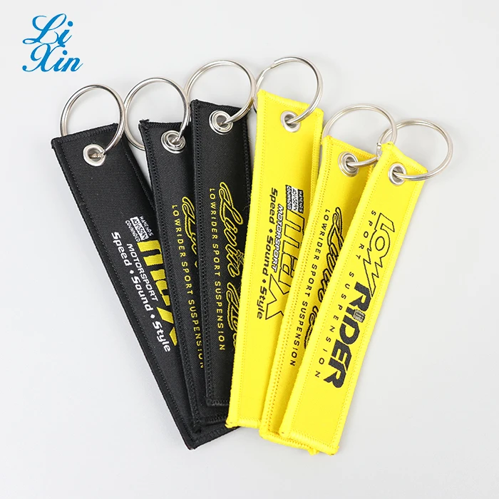 Quality Woven Embroidered Tag Promotional Key Chains Embroidery Textile ...