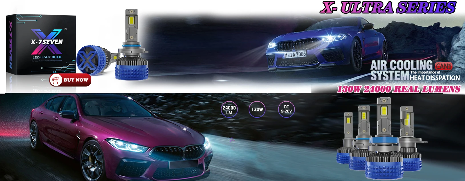X-7seven 2024 Ultra Pro Super High Power 130w 24000lm 6500k Csp Chip H1 H7 H8 H9 H11 9005 9006 ...