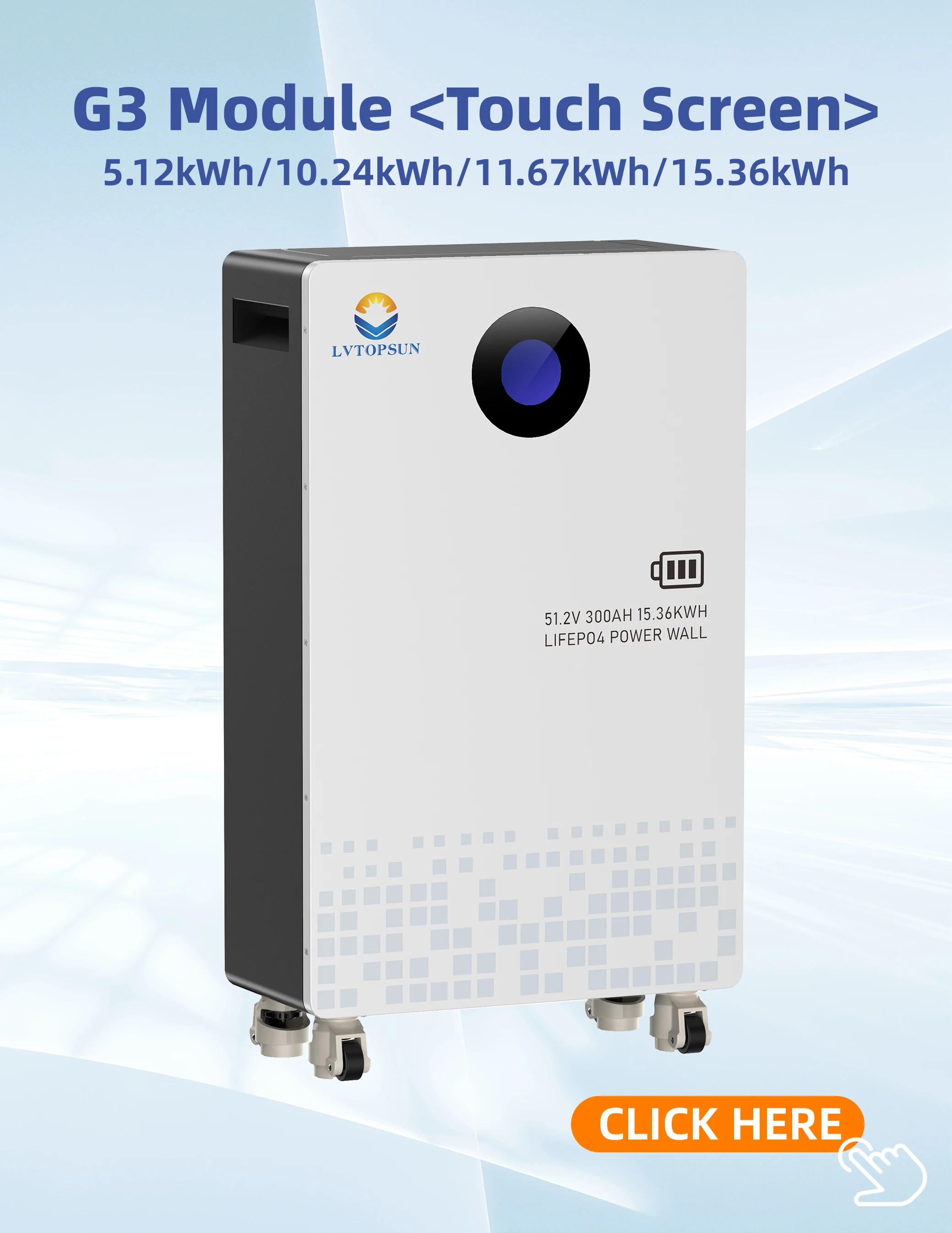 LVTOPSUN 51.2V Lithium Battery - 5kwh to 20kwh Storage