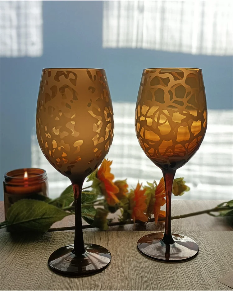 Solhui Medieval Frosted Vintage Glass Cups for Bordeaux Wine