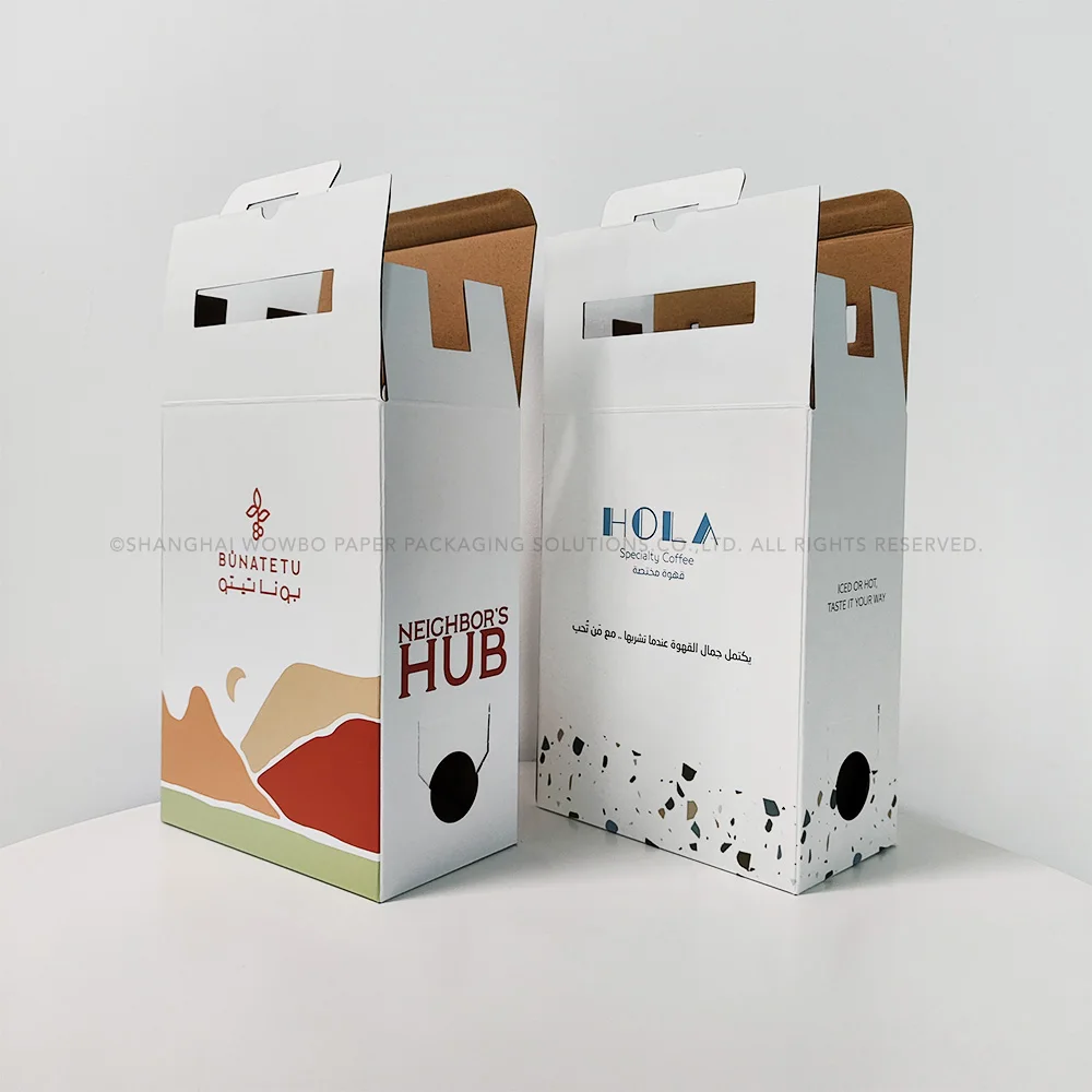 White Background Disposable Corrugated Board Dispenser For Cappuccino ...