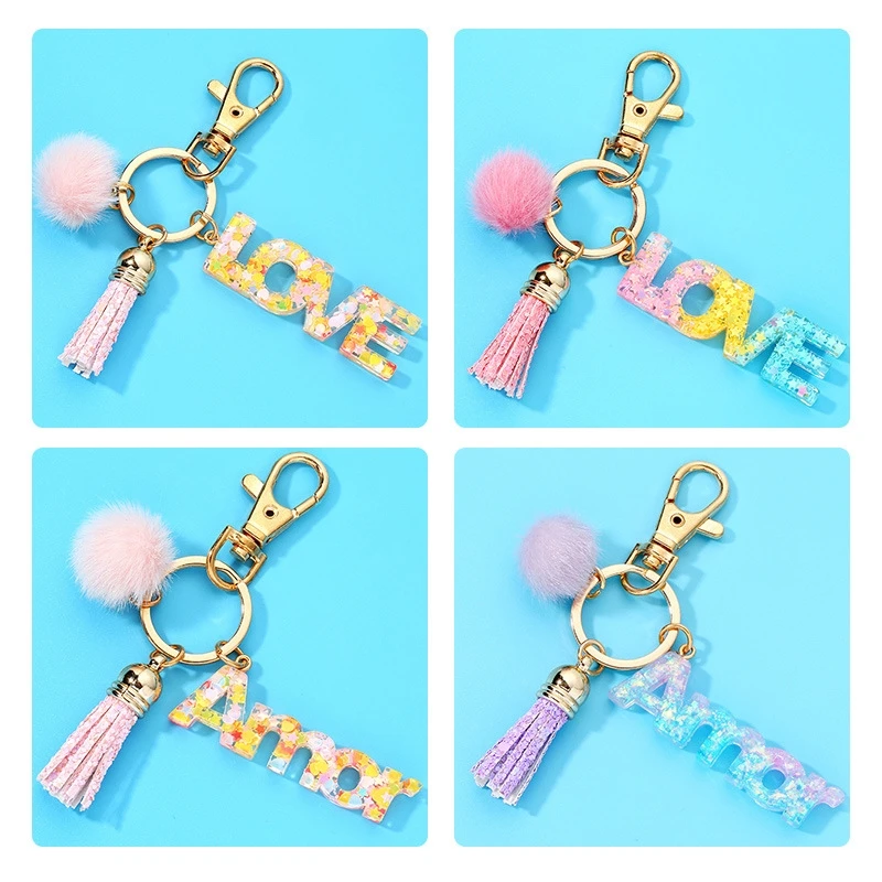 Plastic Hollow Conjoined Letter Custom Logo Keychain Resin Alphabet ...