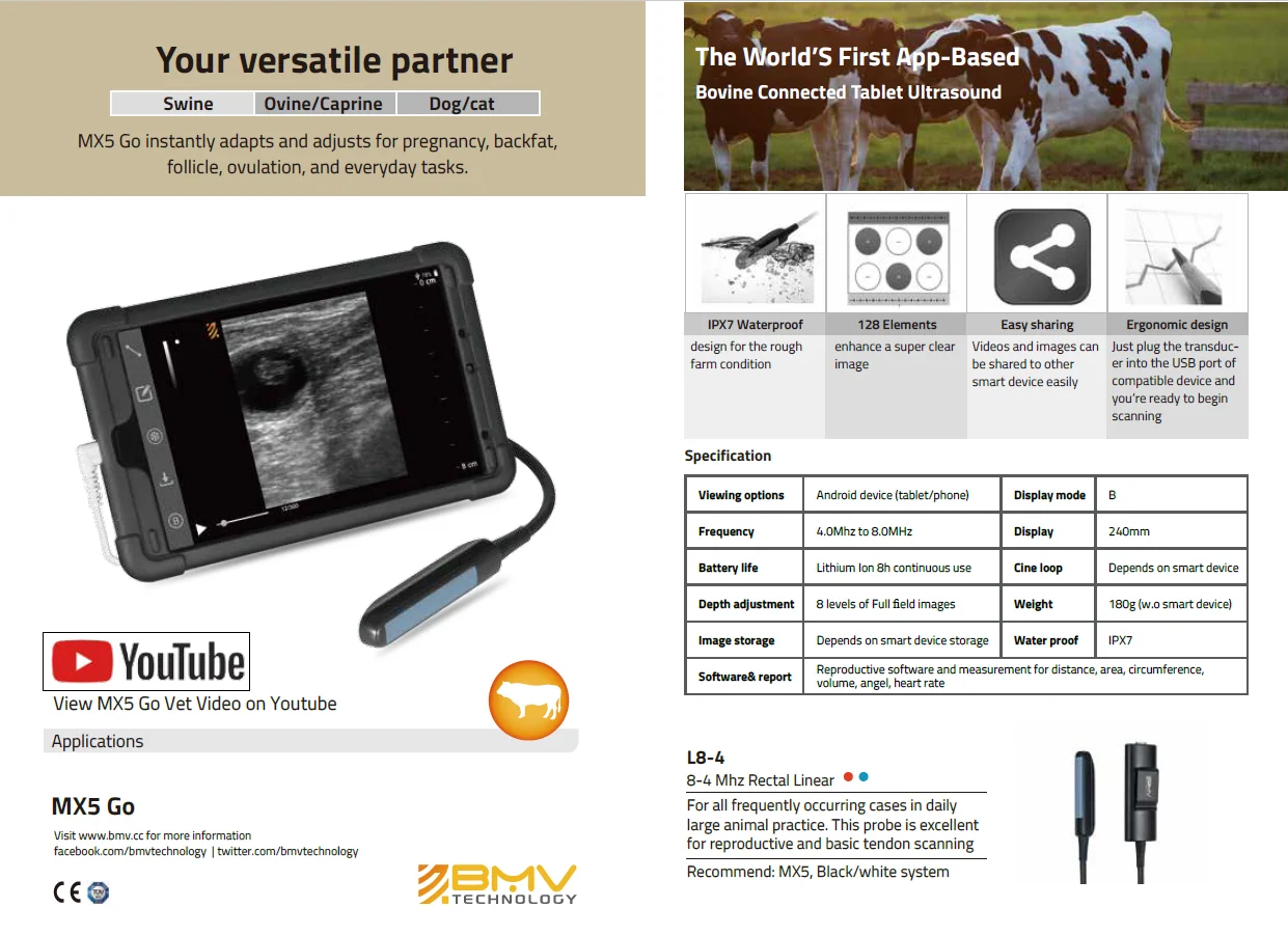 Wireless Rectal Linear Convex Probe Cattle Horse Pregnancy Diagnostic ...