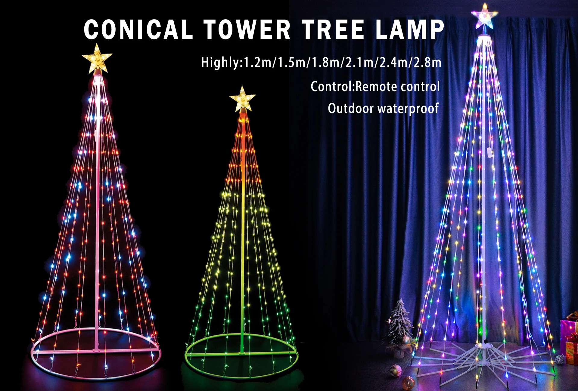 Christmas Tree Styling Ip44 Rgb Holiday Lighting Led Top Star Lights 5v ...