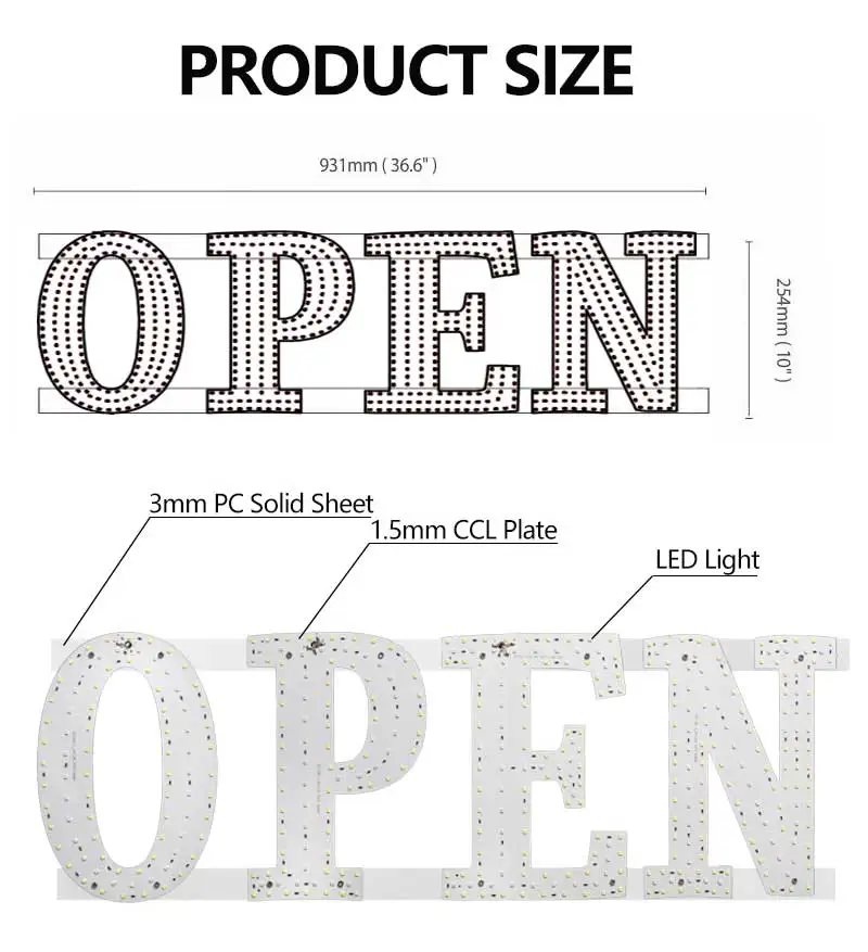 White Indoor Led Open Closed Sign Board Electronic 3d Led Letter Sign ...