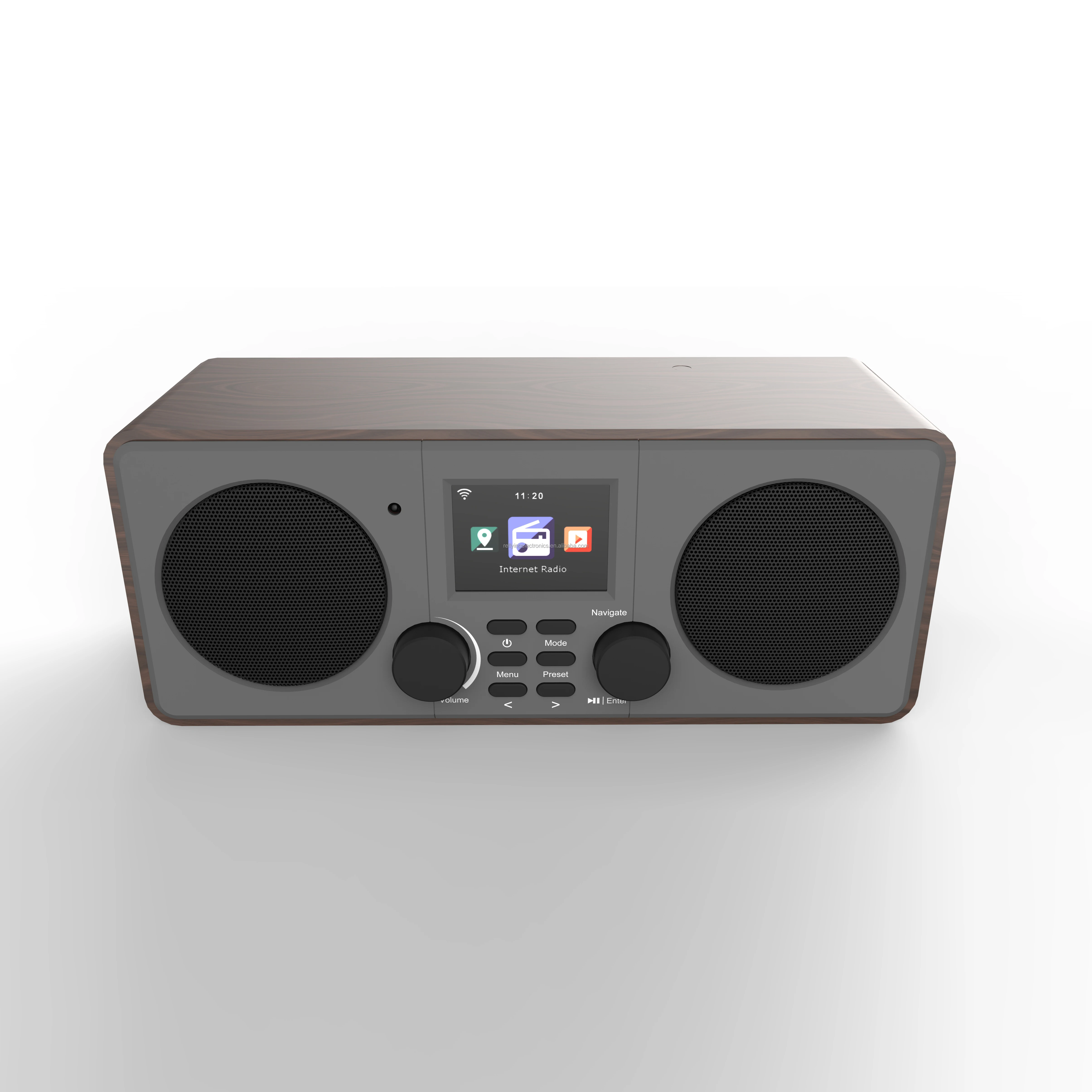 Wooden Stereo Internet Radio With Fm/dab Bt Wifi Wireless Dual Speaker ...