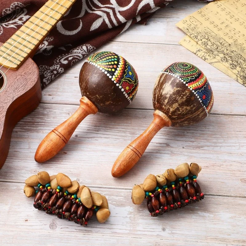 Large Coconut African Maracas Shaker Pair - Percussion Instrument ...