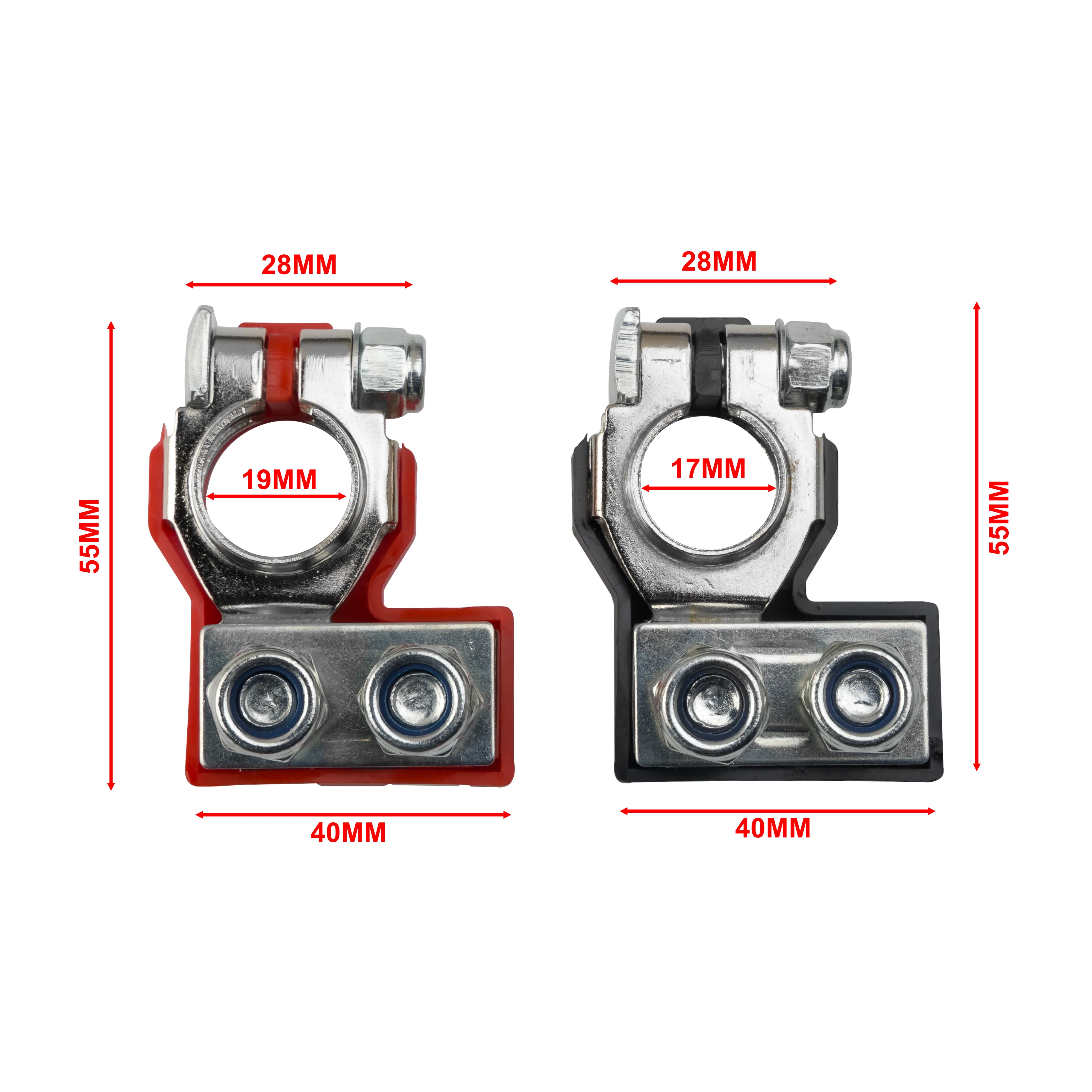 2 Pole Nickel Plated Brass Thickening Auto Car Battery Post Terminal ...