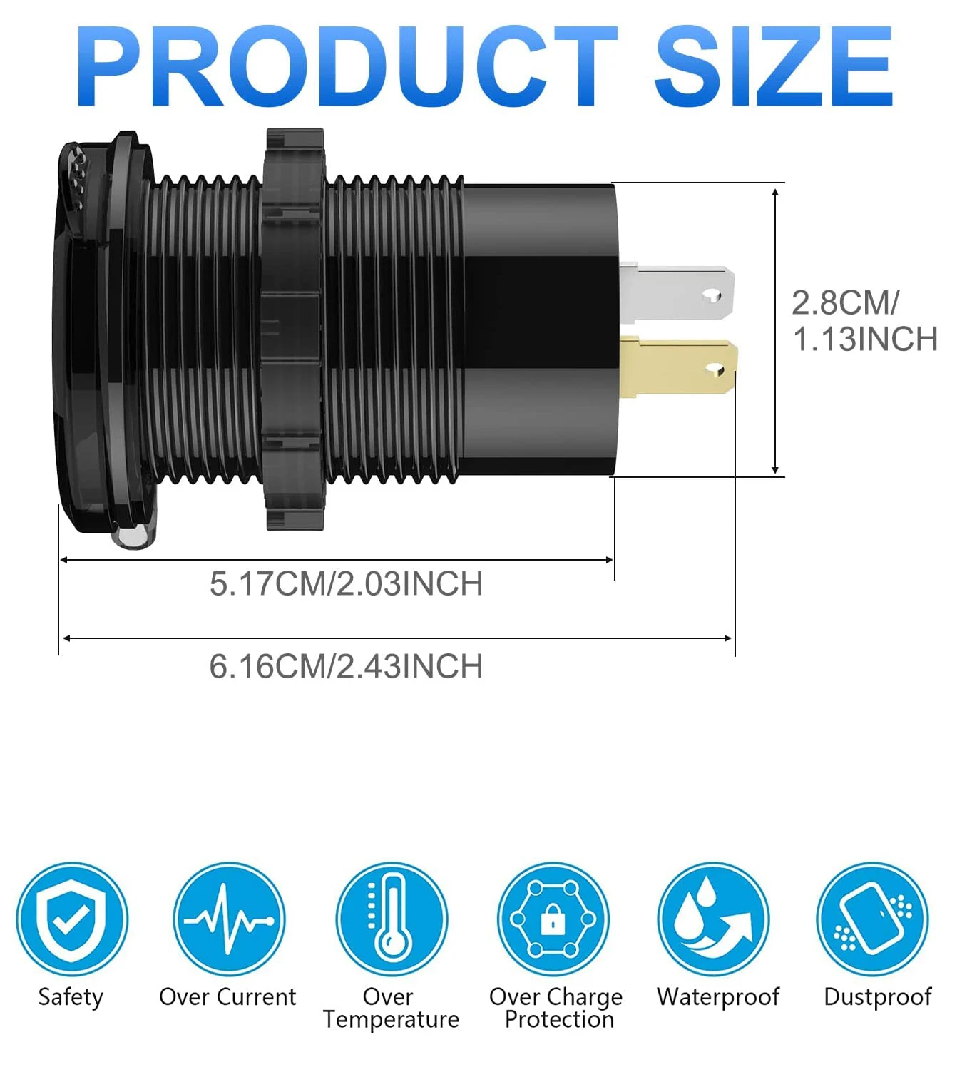 Car Socket 65W Type-C and QC3.0 Port Quick Charge Universal