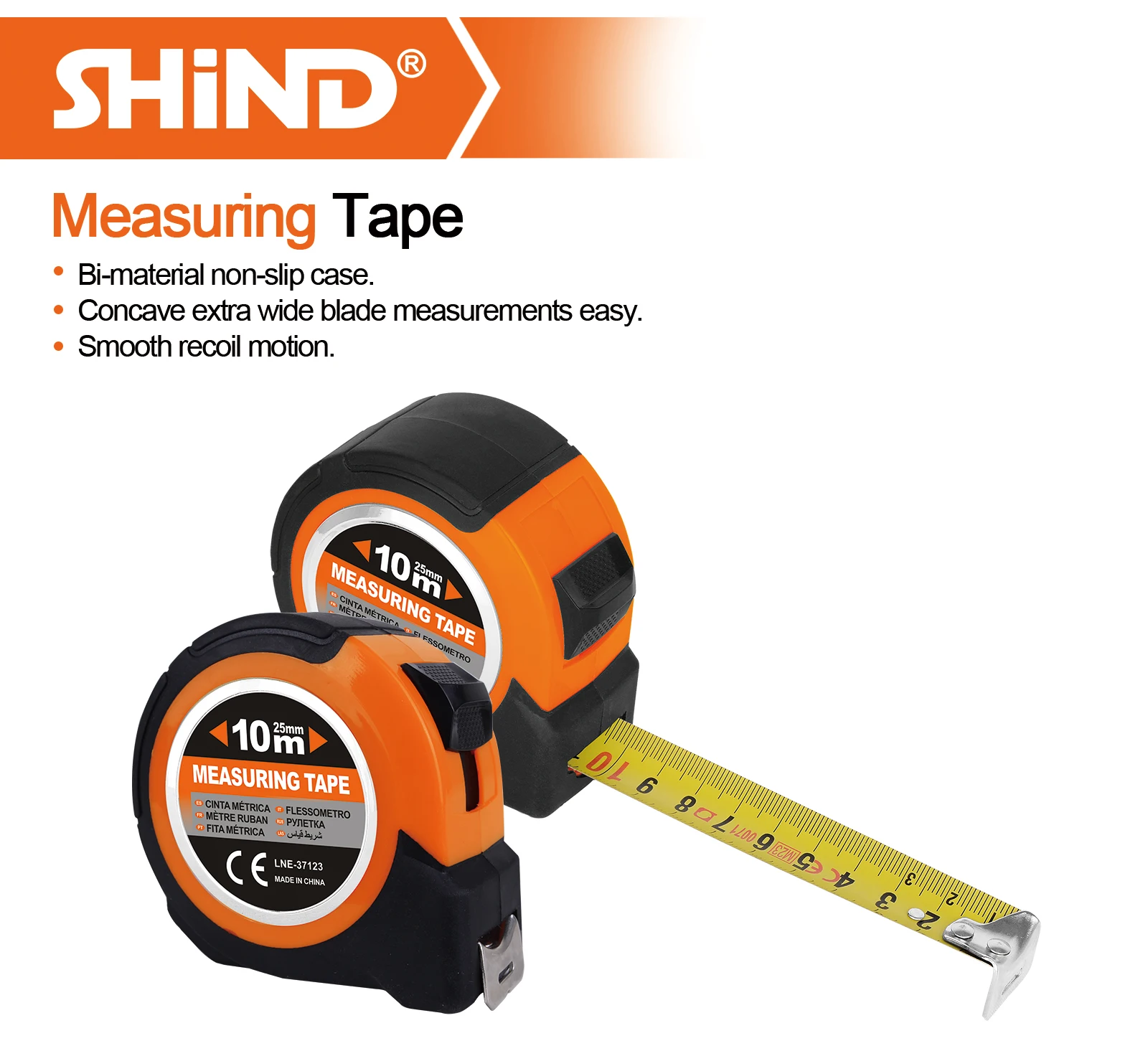 SHIND 33303 Metric System Measuring Tape 10m*25mm High Quality Tape Measure With CE Concave ...
