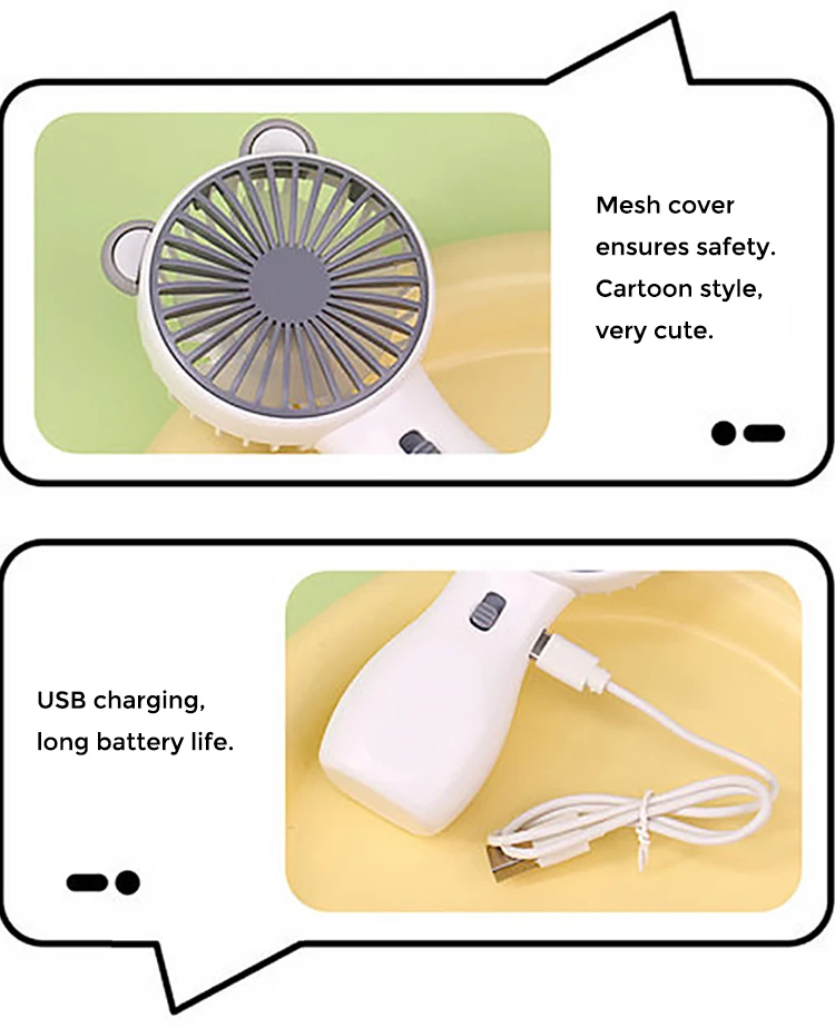 Outdoor Portable Handheld Rechargeable Mini Fans with Light