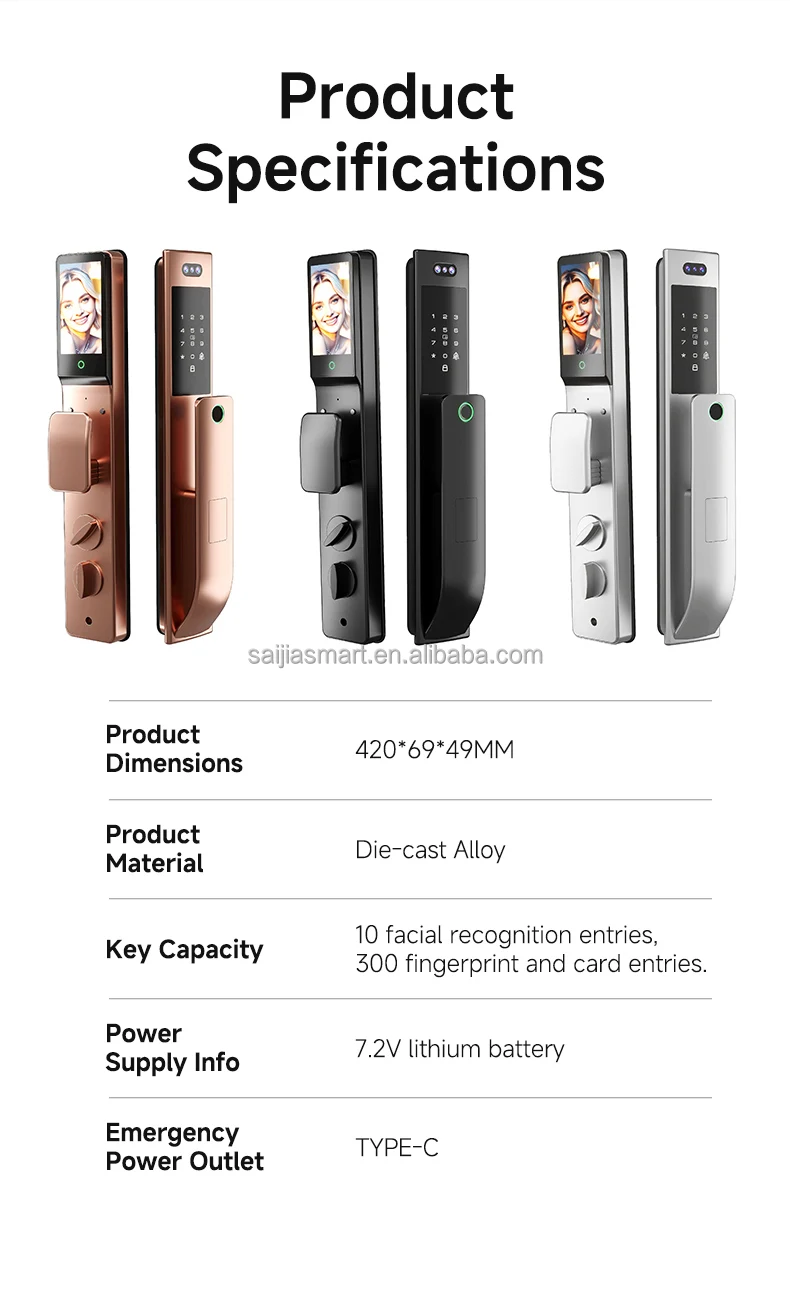 IP66 Waterproof Israeli Smart Locks with 3D Face Recognition