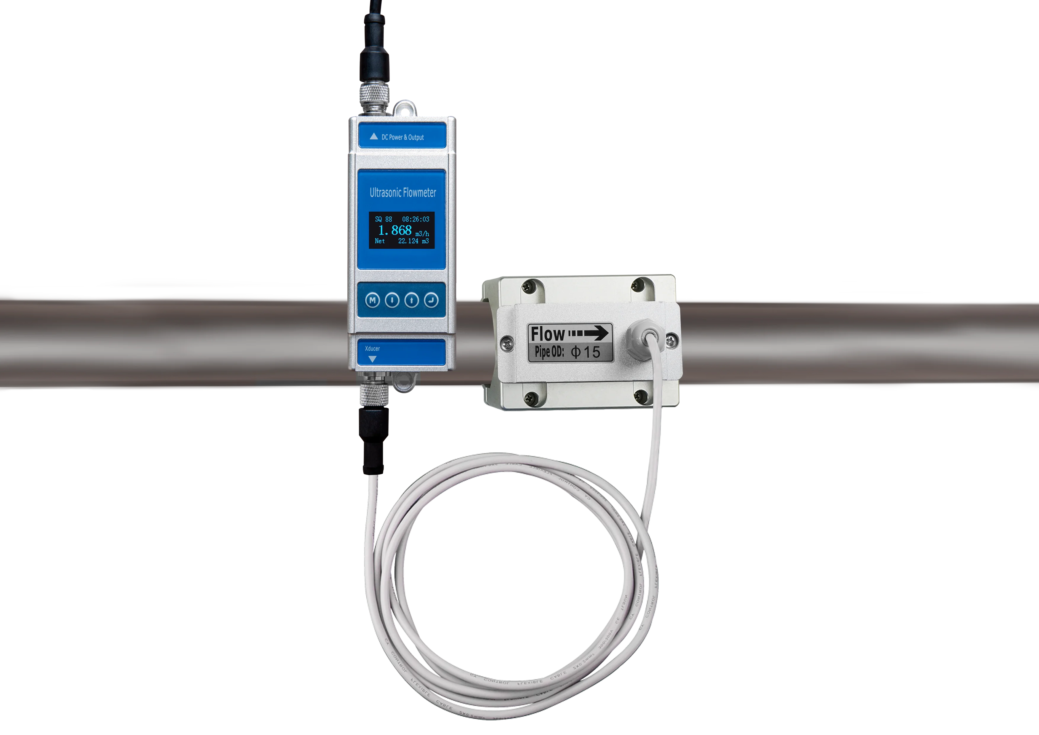 Ultrasonic Clamp Type Water Liquid Flowmeter with Display