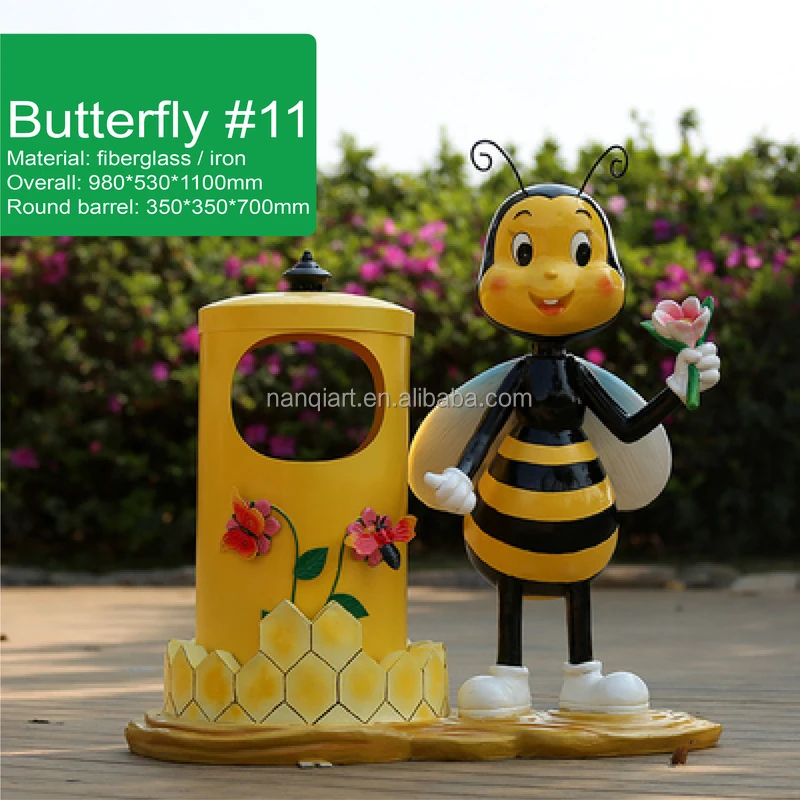 Life Size Fiberglass Cartoon Bee Statue Garden Park Sculpture Unique ...
