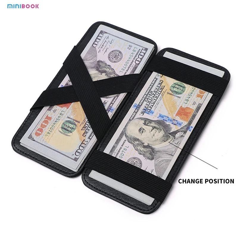 Minibook Luxury Crocodile PU Leather Magic Wallet Money Clip Card Slots ...