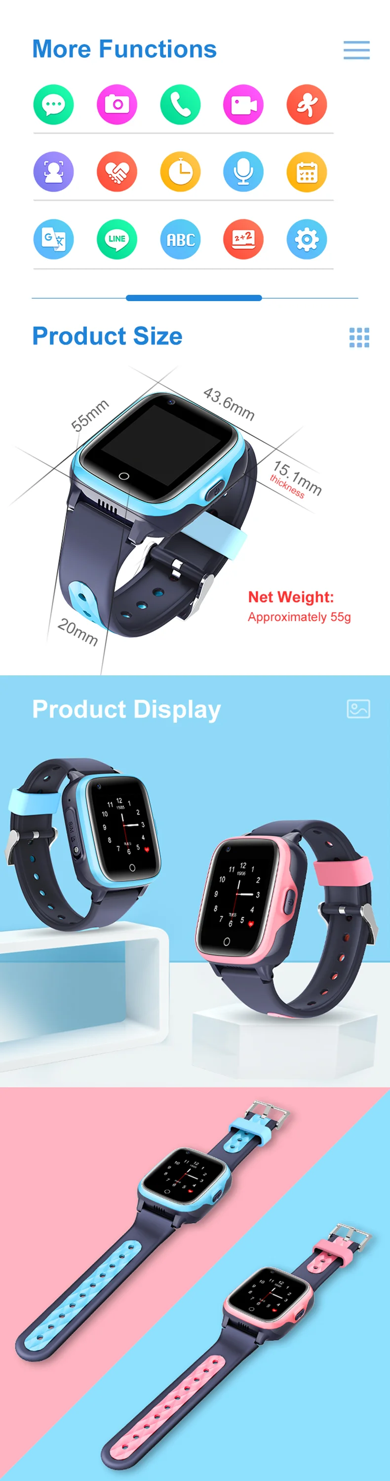 Kt15 4g Kids Smart Watch Telephone D31 With Video Call Camera Waterproof Children Sim Card Gps ...