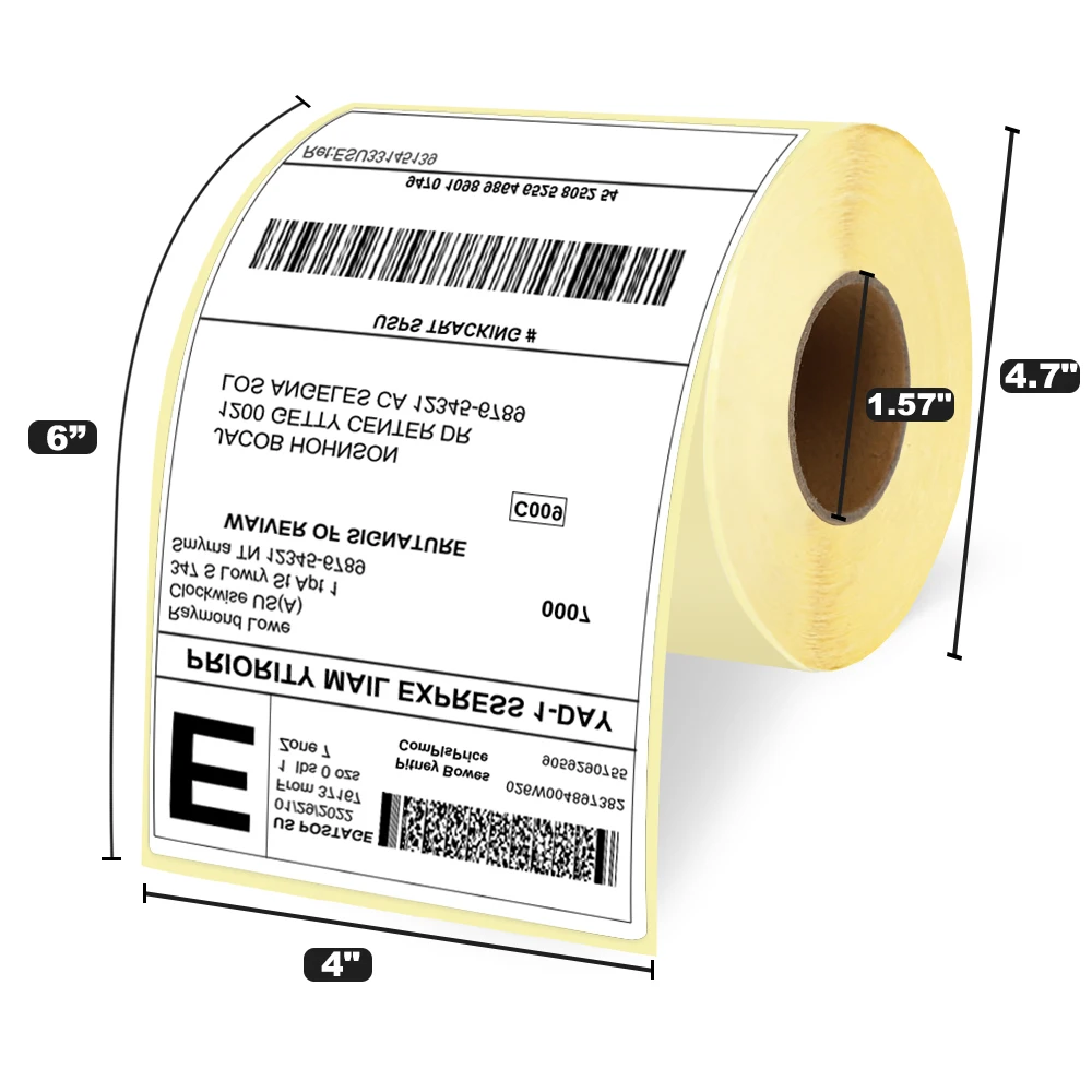 500pcs 100*150mm Thermal Printer Label Roll Paper 4X6 Thermal Label ...