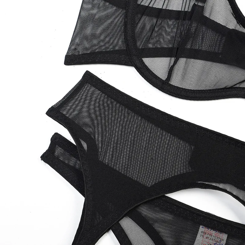 Sheer Lingerie See Through Top Mini Brazilian Thong Bottom Micro Mesh Lingerie Buy Sheer