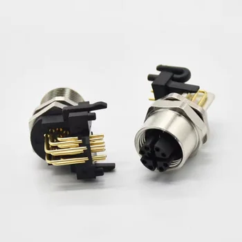M12 Connector 8 Pins X Code Female Panel Receptacle Right Angle Socket ...