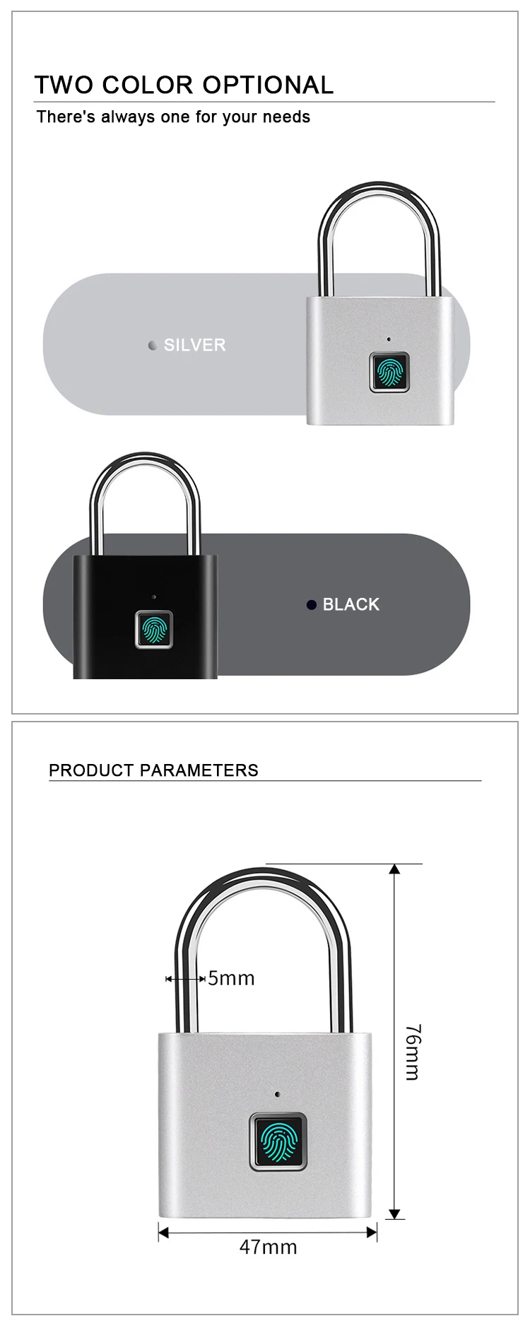 Finger Thumb Print Electronic Zinc Alloy Keyless Security Mini Touch ...