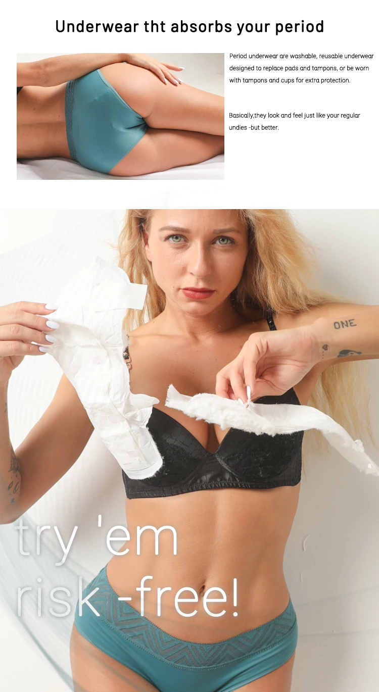 Xs 4xl 4 Layer Leak Proof Menstrual Women Lace Middle Waist Breathable